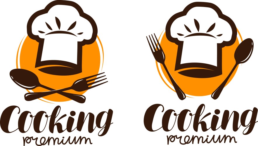 Chef hat spoon and fork cooking food restaurant Vector Image