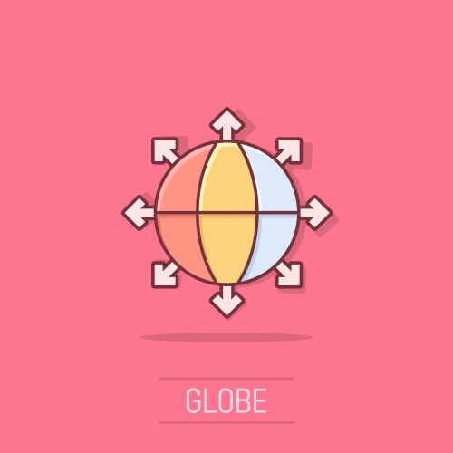 Earth planet icon in comic style globe geographic Vector Image