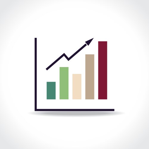 Growing bar graph flat icon Royalty Free Vector Image