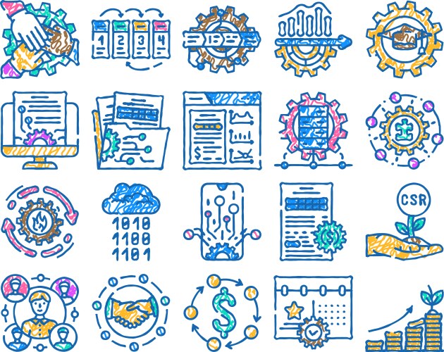 Business process technology chart icon hand drawn Vector Image