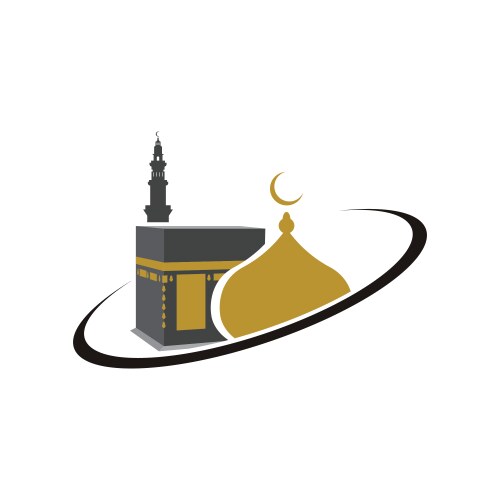 Kaaba mecca symbol logo design template Royalty Free Vector