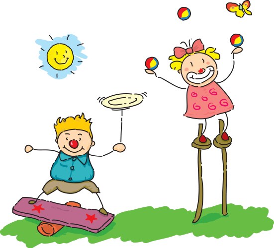 Circus clown juggler cartoon Royalty Free Vector Image