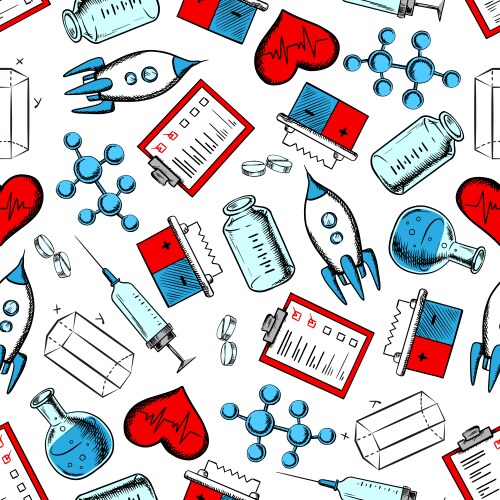 Science background with physics seamless pattern Vector Image