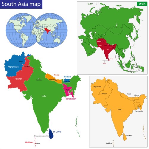 Southern asia map Royalty Free Vector Image - VectorStock