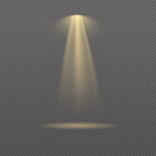 Yellow spotlight light effect on transparent Vector Image