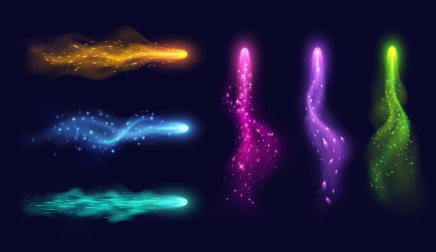 Magic wand with pink and blue glowing shiny trail Vector Image
