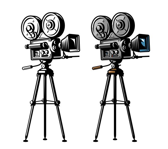 Cinema movie camera side view template Royalty Free Vector