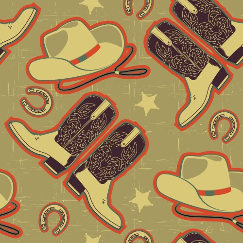 Seamless cowboy pattern Royalty Free Vector Image