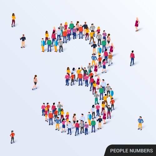 Large group of people in number 7 seven form Vector Image