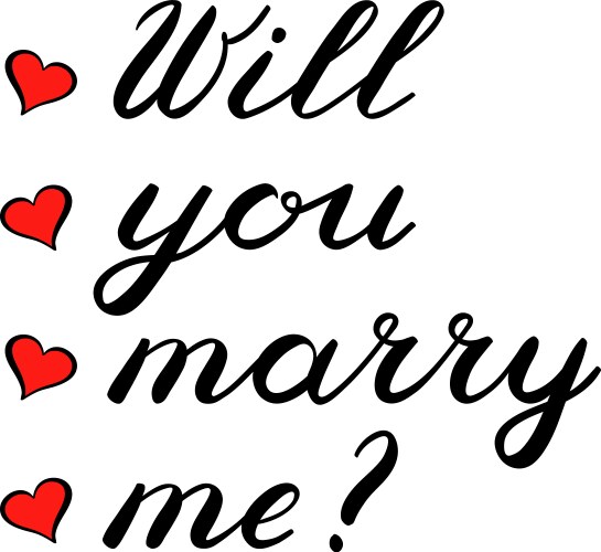 Will you marry me lettering calligraphy Royalty Free Vector