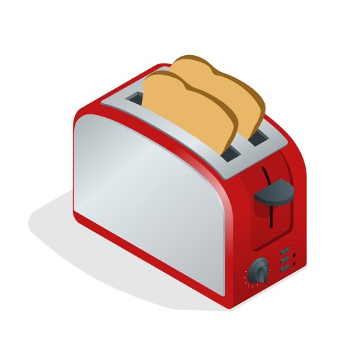 Red toaster with toasted bread for breakfast Vector Image