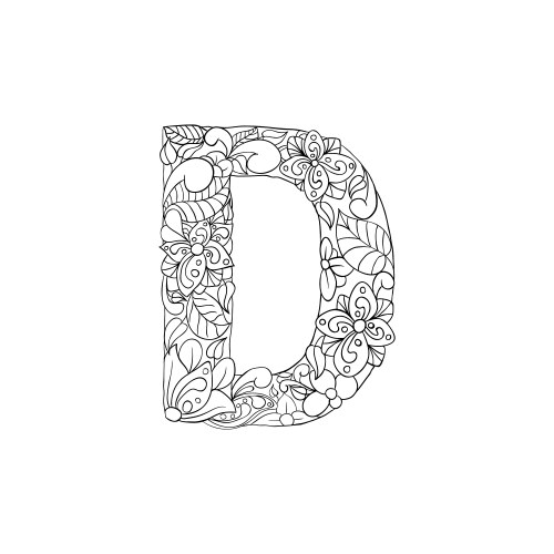 Coloring book ornamental alphabet letter v font Vector Image