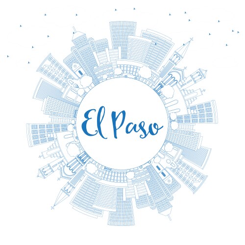 Outline el paso skyline with blue buildings Vector Image