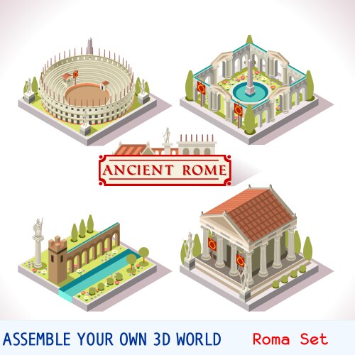 Isometric pantheon temple in roman architecture Vector Image