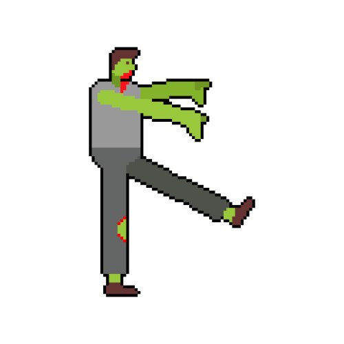 Zombie Pixel art pixeled zombi isoliert 8 bit Vektorbild