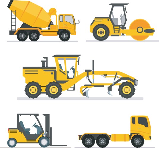 Construction vehicles set heavy machines Vector Image