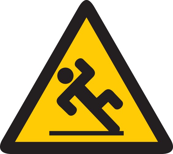 Fall down stairs warning sign Royalty Free Vector Image