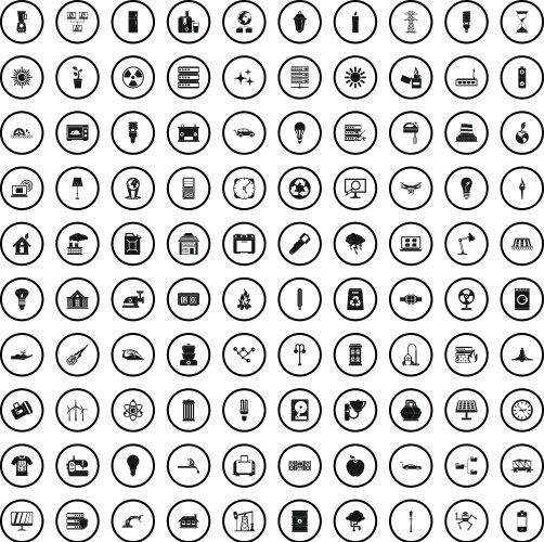 100 building materials icons set simple style Vector Image 100 building materials icons set simple style Vector Image