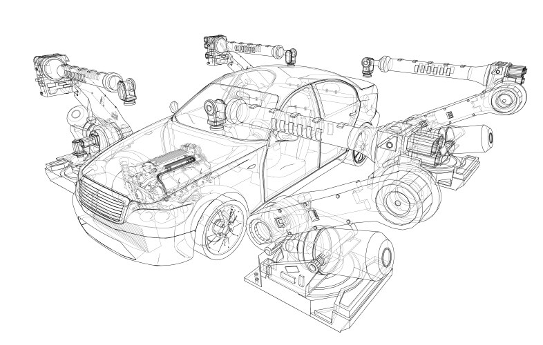 Assembly motor vehicle Royalty Free Vector Image