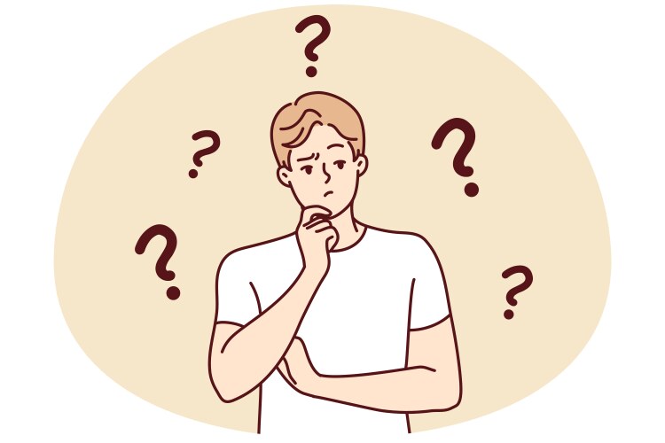 Confused man thinking of problem solution Vector Image