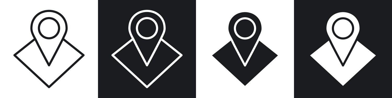 Land layer location icon set in black and white Vector Image