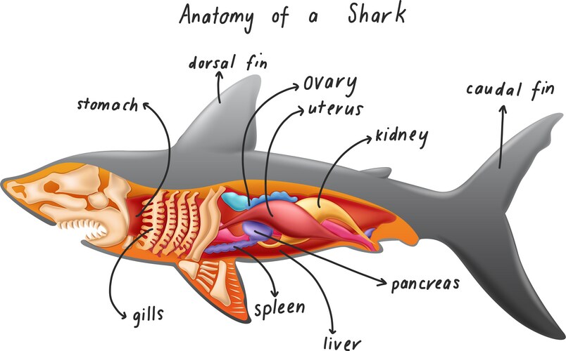 Shark Anatomy Diagram – Royalty-Free Vector | VectorStock