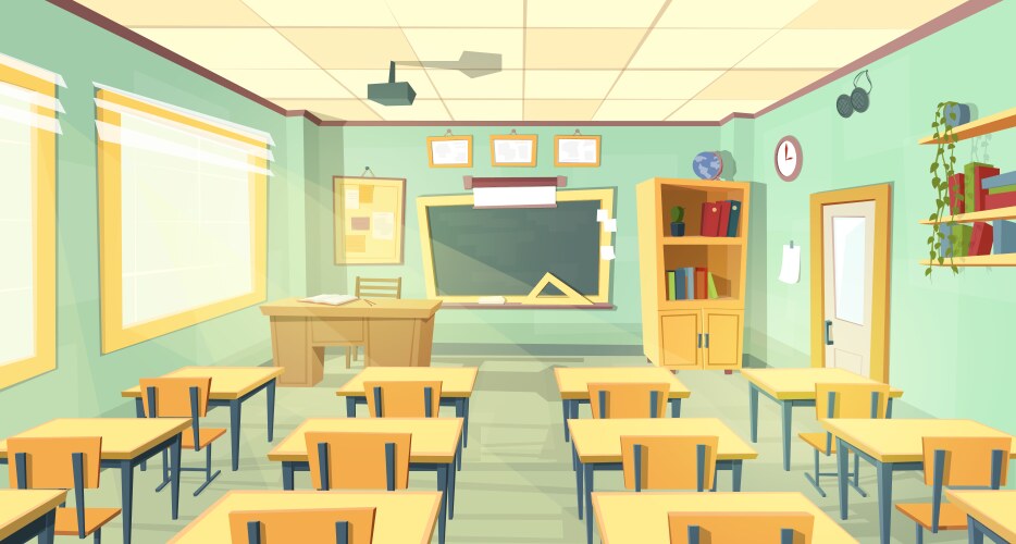 Pupils and teacher in classroom school pedagogue Vector Image