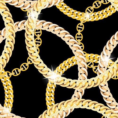 Gold chain jewelry on black background Royalty Free Vector