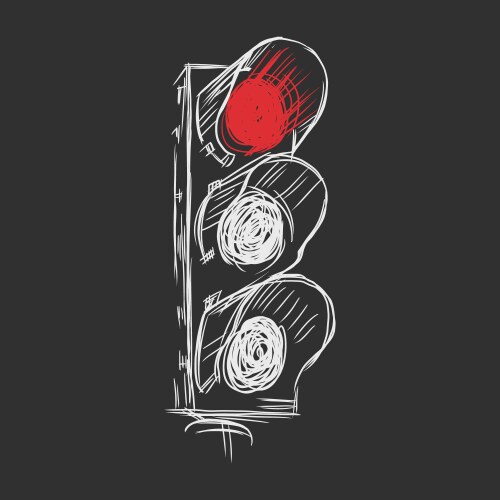 Traffic lights all light is on hand drawn Vector Image