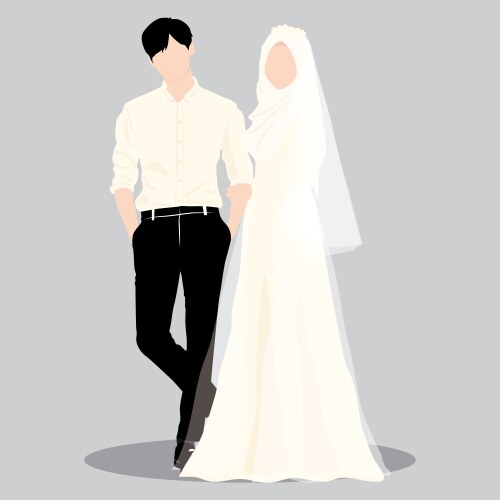 Wedding muslim character Royalty Free Vector Image