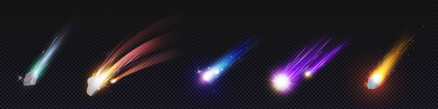 Falling and burning comet with light trail Vector Image