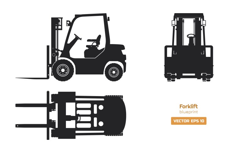 Forklift in realistic style top side front view Vector Image