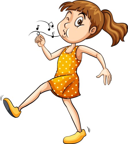 Cute cartoon girl walking with dog Royalty Free Vector Image