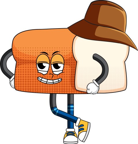 Bread cartoon character on white background Vector Image