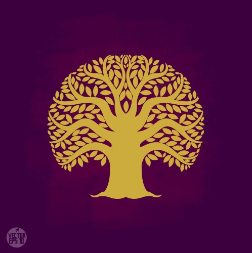 Golden bodhi tree symbol Royalty Free Vector Image