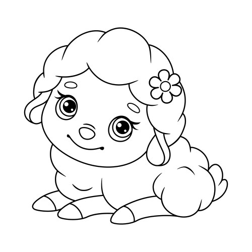 Cute sheep set coloring page Royalty Free Vector Image
