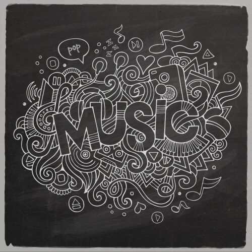 Music hand lettering and doodles elements Vector Image