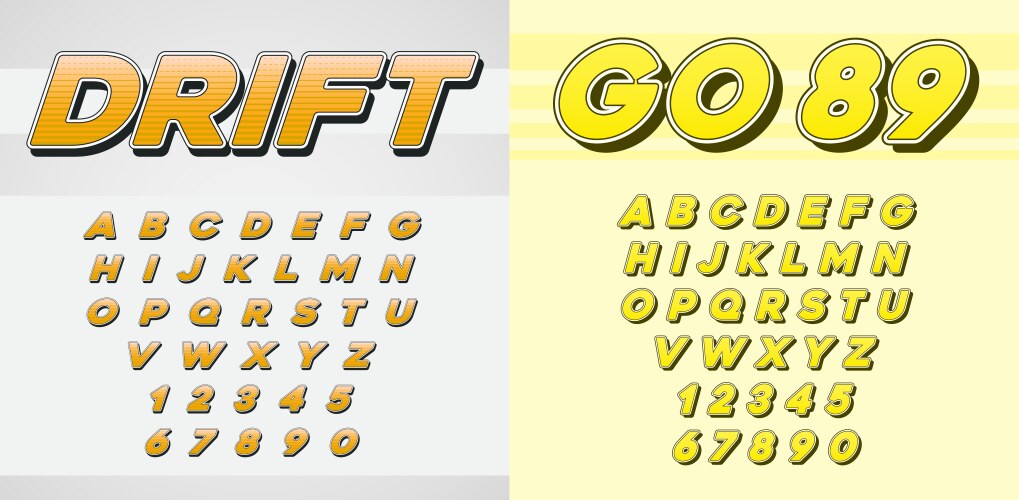 Speed Racing Fonts - Italic & Bold Royalty Free Vector
