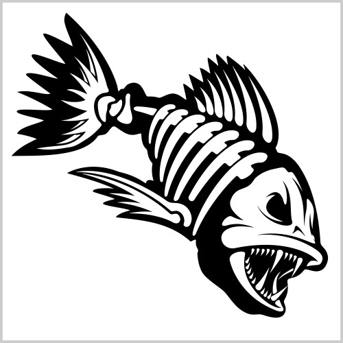 Fish skeleton icon on a white isolated background Vector Image