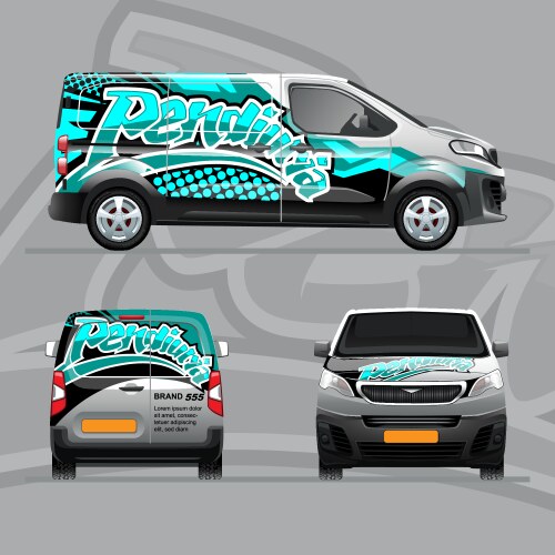 Tiger business minivan painted from all sides Vector Image