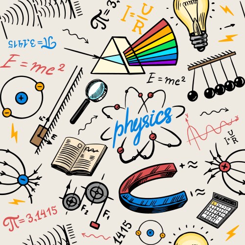Science background with physics seamless pattern Vector Image