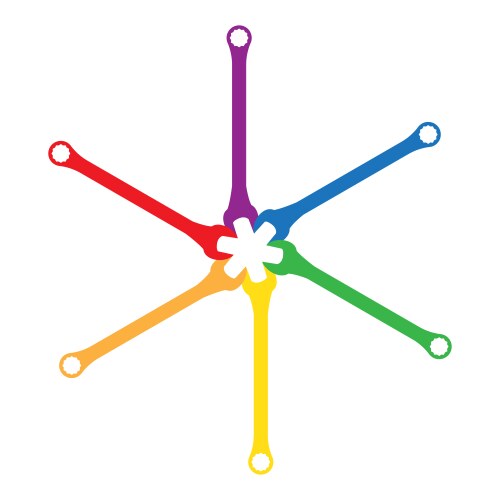 Steel spanner vintage label monochrome Royalty Free Vector