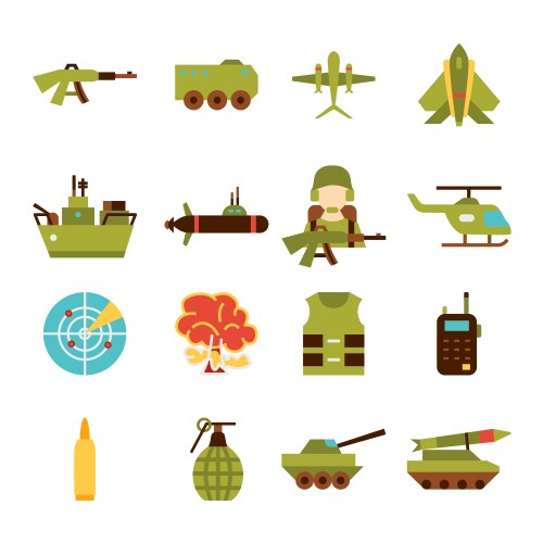 Army military isometric elements set Royalty Free Vector