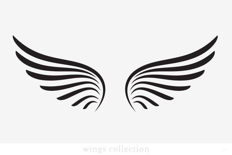 Wings collection simple wing silhouette Royalty Free Vector