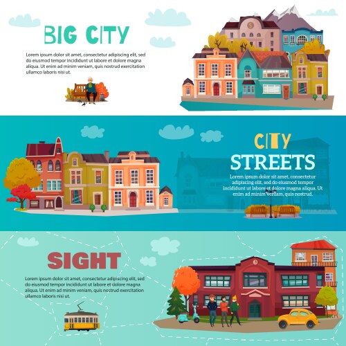 Town buildings cartoon Royalty Free Vector Image