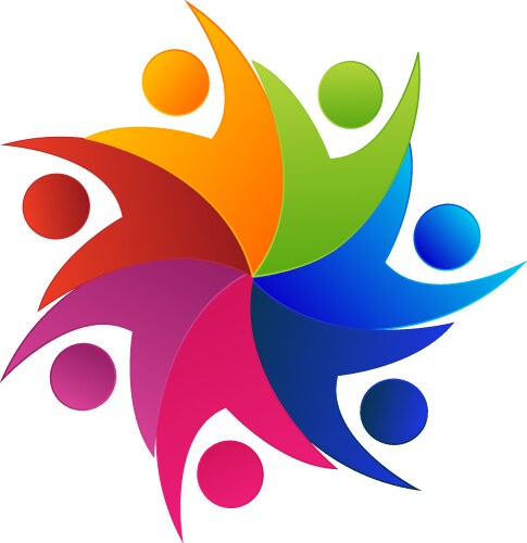 Happy business friends logo Royalty Free Vector Image