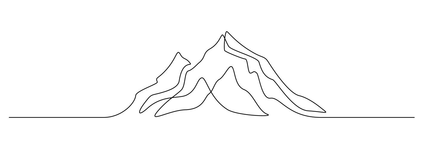 One continuous line drawing of mountain range Vector Image