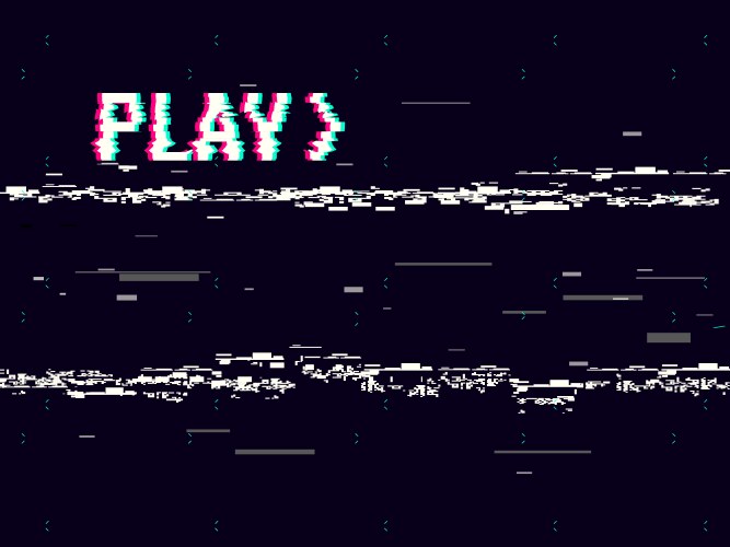 Video game play message 3d glitch vhs distort Vector Image