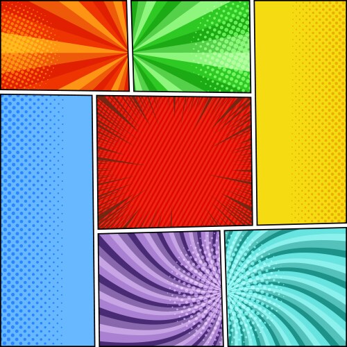 Comic book page template with different radial Vector Image