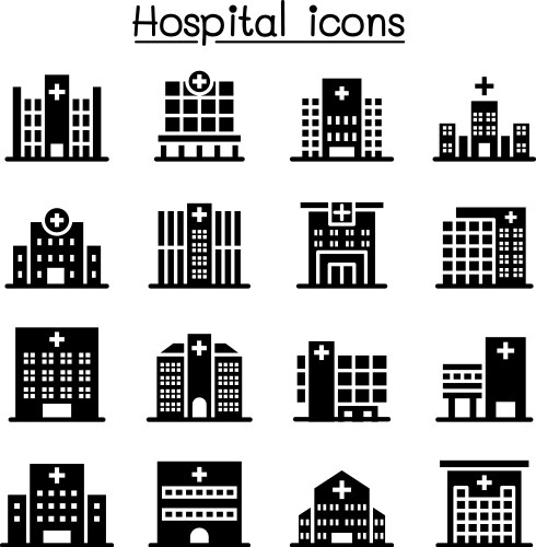 Government public building icons set Royalty Free Vector